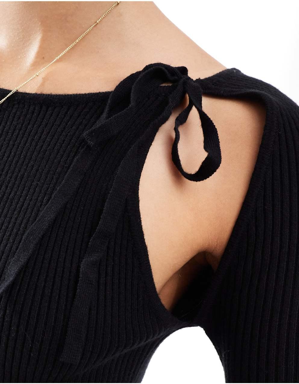 The Frolic - The Frolic x Bella Stovey限定リブカットアウトタイディテールミディ丈ジャンパードレス（ブラック をオンライン購入 | ASOS 日本公式サイト ...