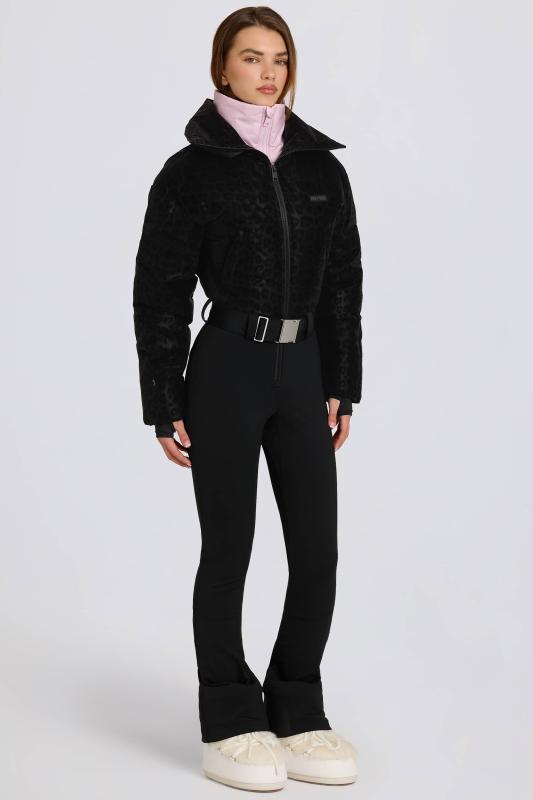 Waterproof Belted Layered Ski Suit In Black Leopard | Bo And Tee United ...