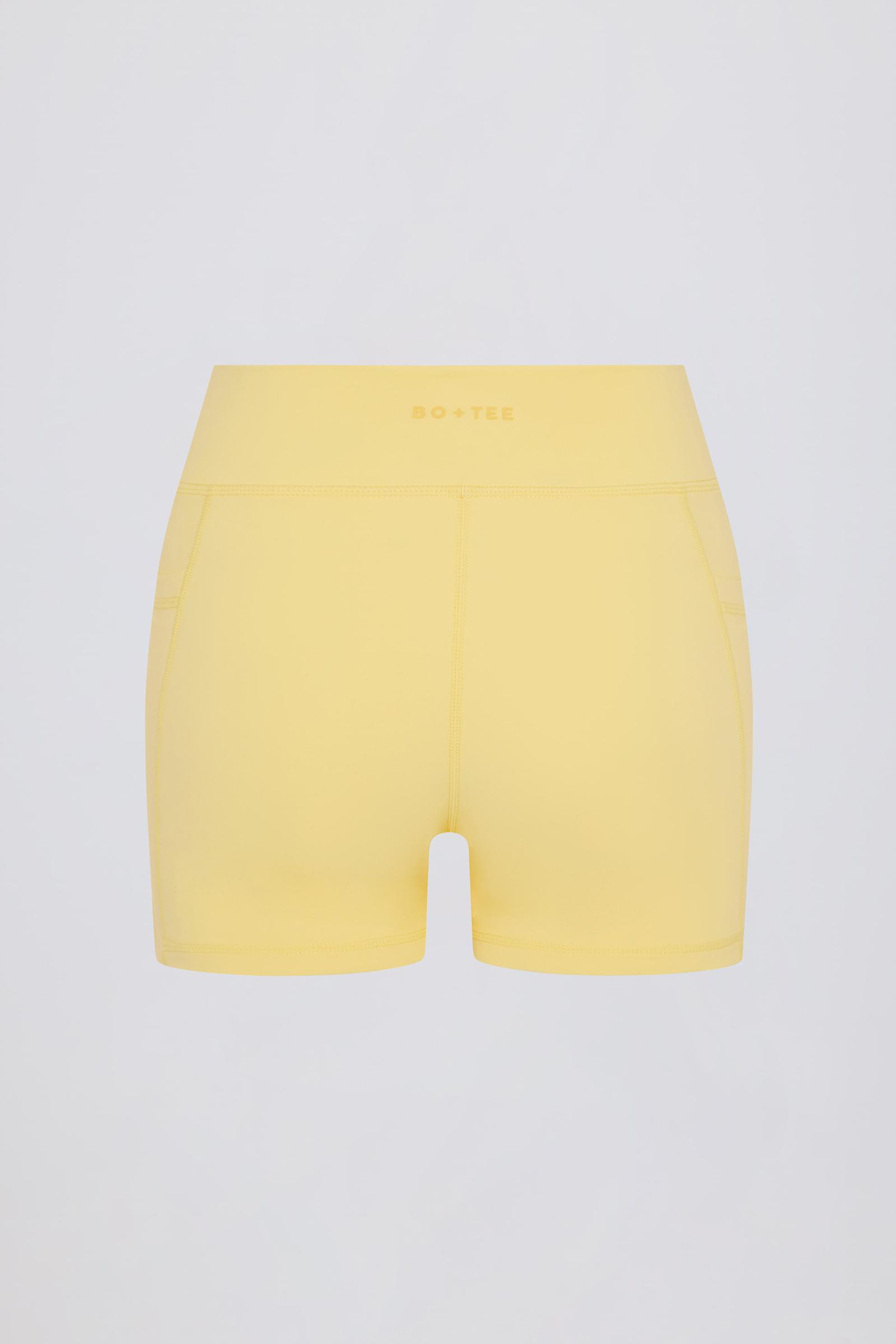 Soft Active Pocket V-waist Mini Shorts In Lemon | Bo And Tee United States