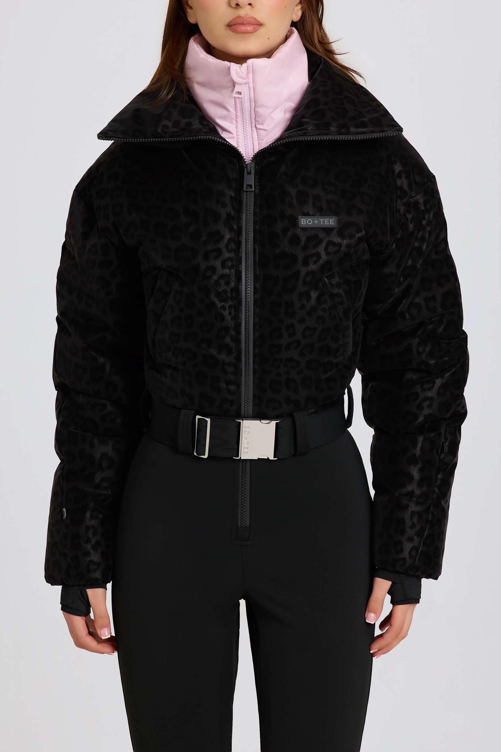 Waterproof Belted Layered Ski Suit In Black Leopard | Bo And Tee United ...