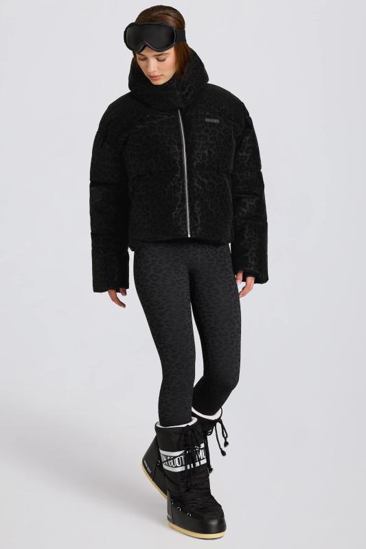 Waterproof Cropped Oversized Ski Jacket In Black Leopard | Bo And Tee ...