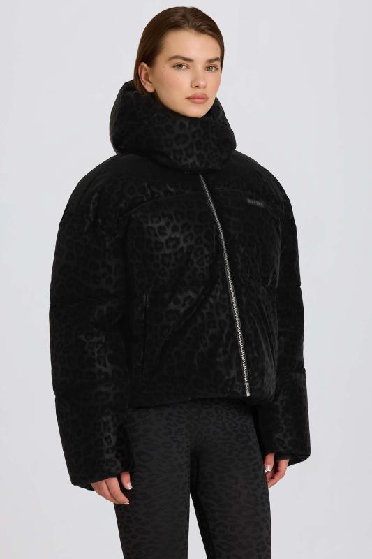 Waterproof Cropped Oversized Ski Jacket In Black Leopard | Bo And Tee ...