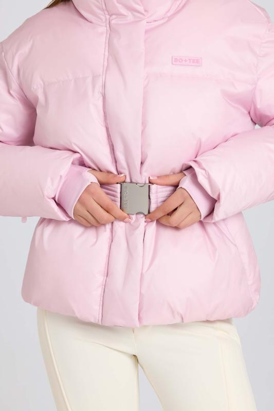 Waterproof Belted Oversized Ski Jacket In Powder Pink | Bo And Tee ...