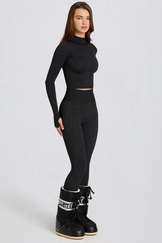 Thermal Base-layer Leggings In Black Leopard | Bo And Tee United States