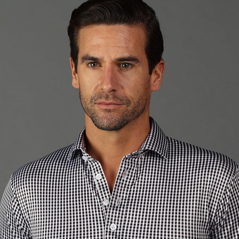 Semi-Spread Collar Polo Black Gingham | Collars & Co.: Designer Polo ...