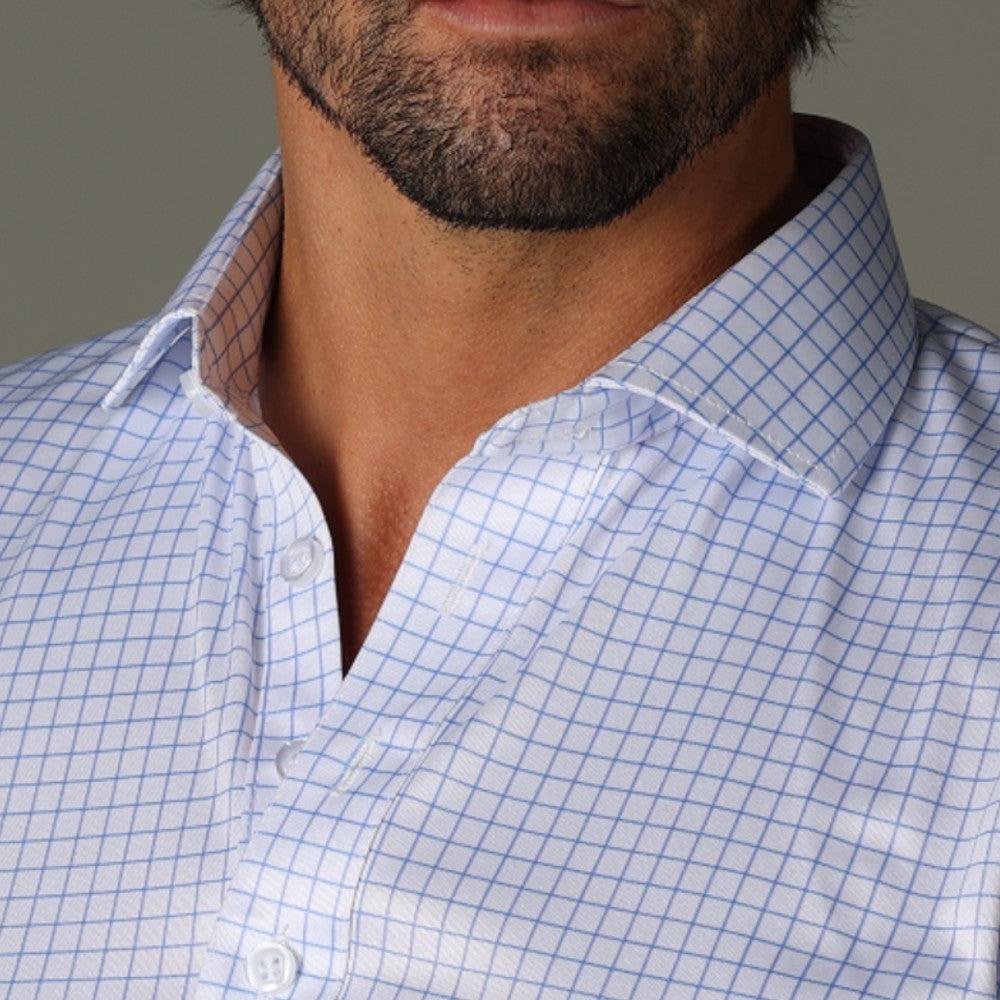 Semi-Spread Collar Polo Thin Blue Check | Collars & Co.: Designer Polo ...