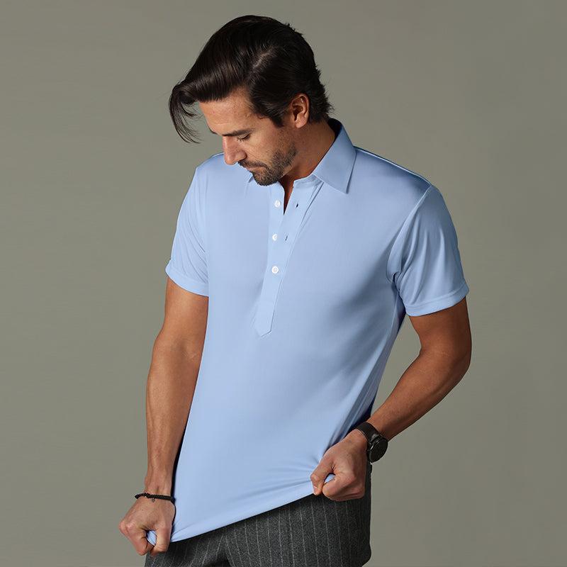 Semi-Spread Collar Polo Sky Blue | Collars & Co.: Designer Polo Shirts ...