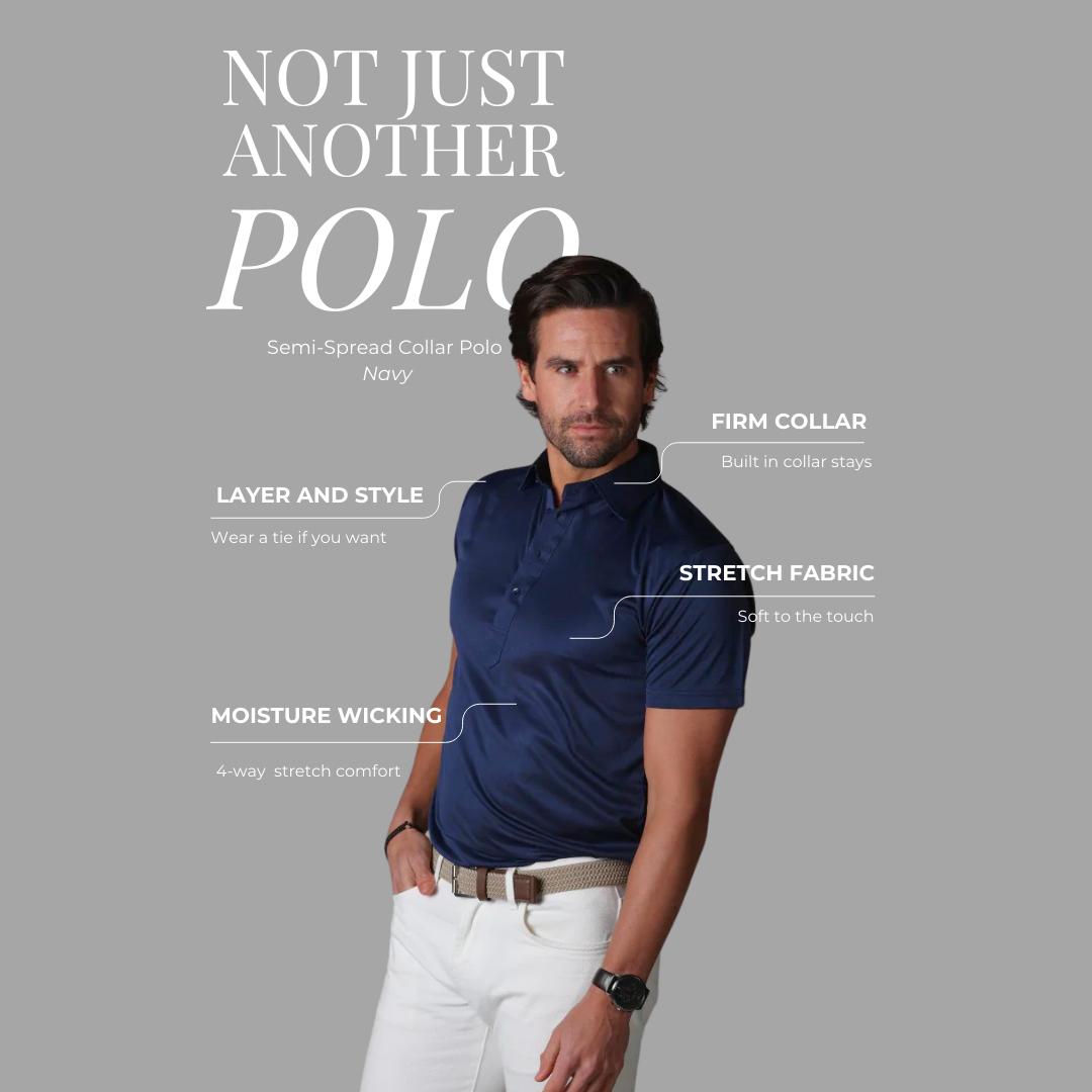 Semi-Spread Collar Polo Navy | Collars & Co: Designer Polo Shirts ...