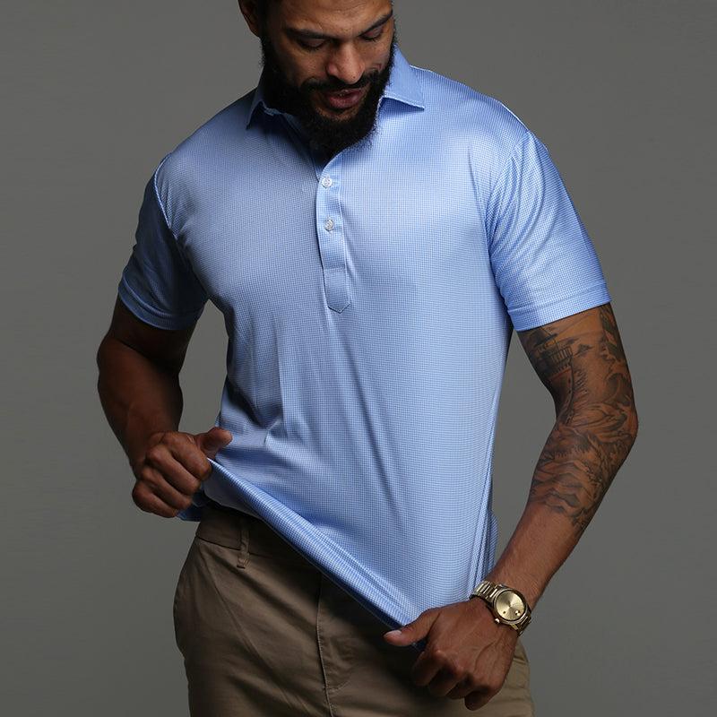 Semi-Spread Collar Polo Blue Houndstooth | Collars & Co.: Designer Polo ...