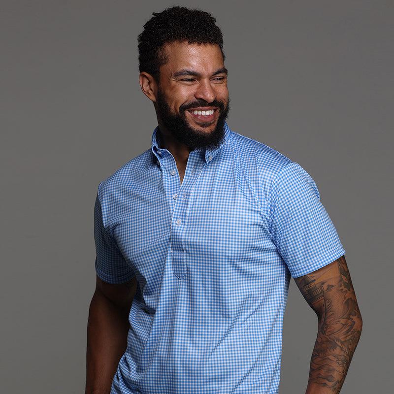 Oxford Button Down Collar Polo Newport Light Blue Gingham | Collars ...