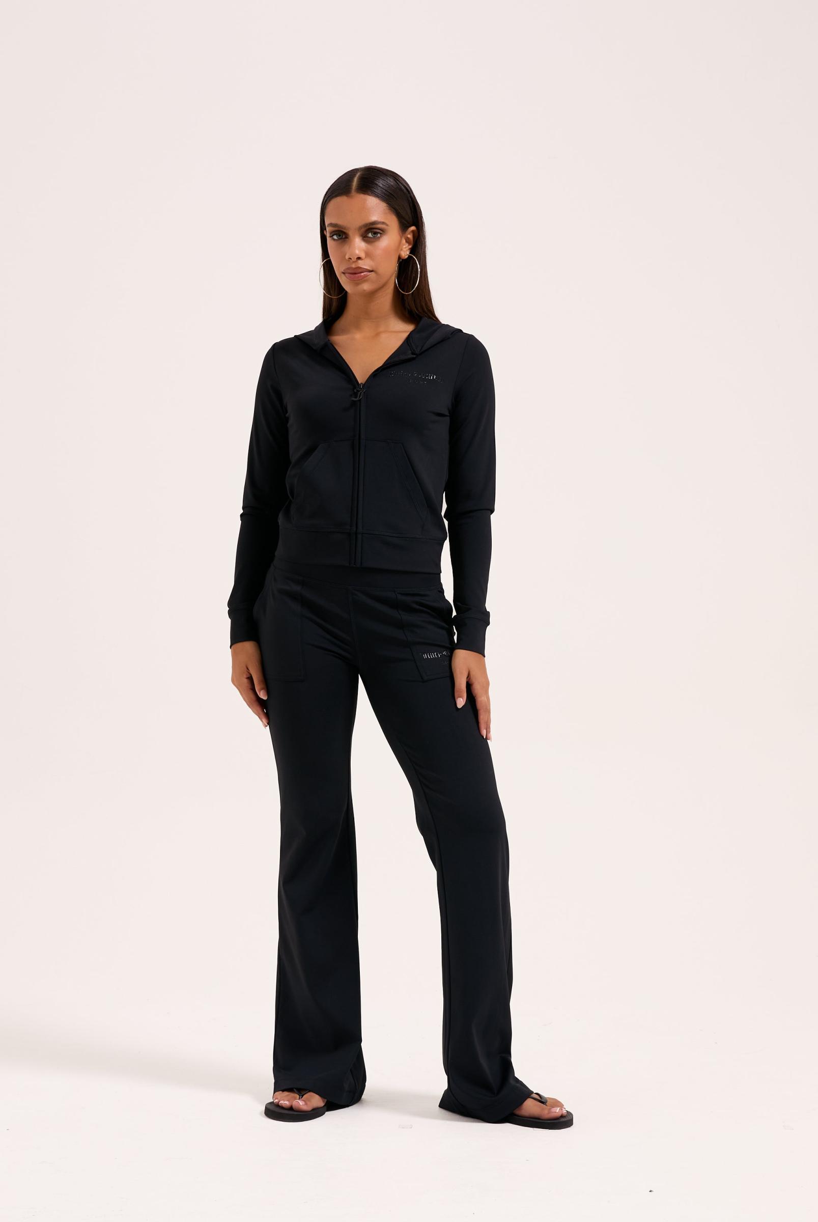Pantalon À Taille Basse Noir Peached Active | Juicy Couture France
