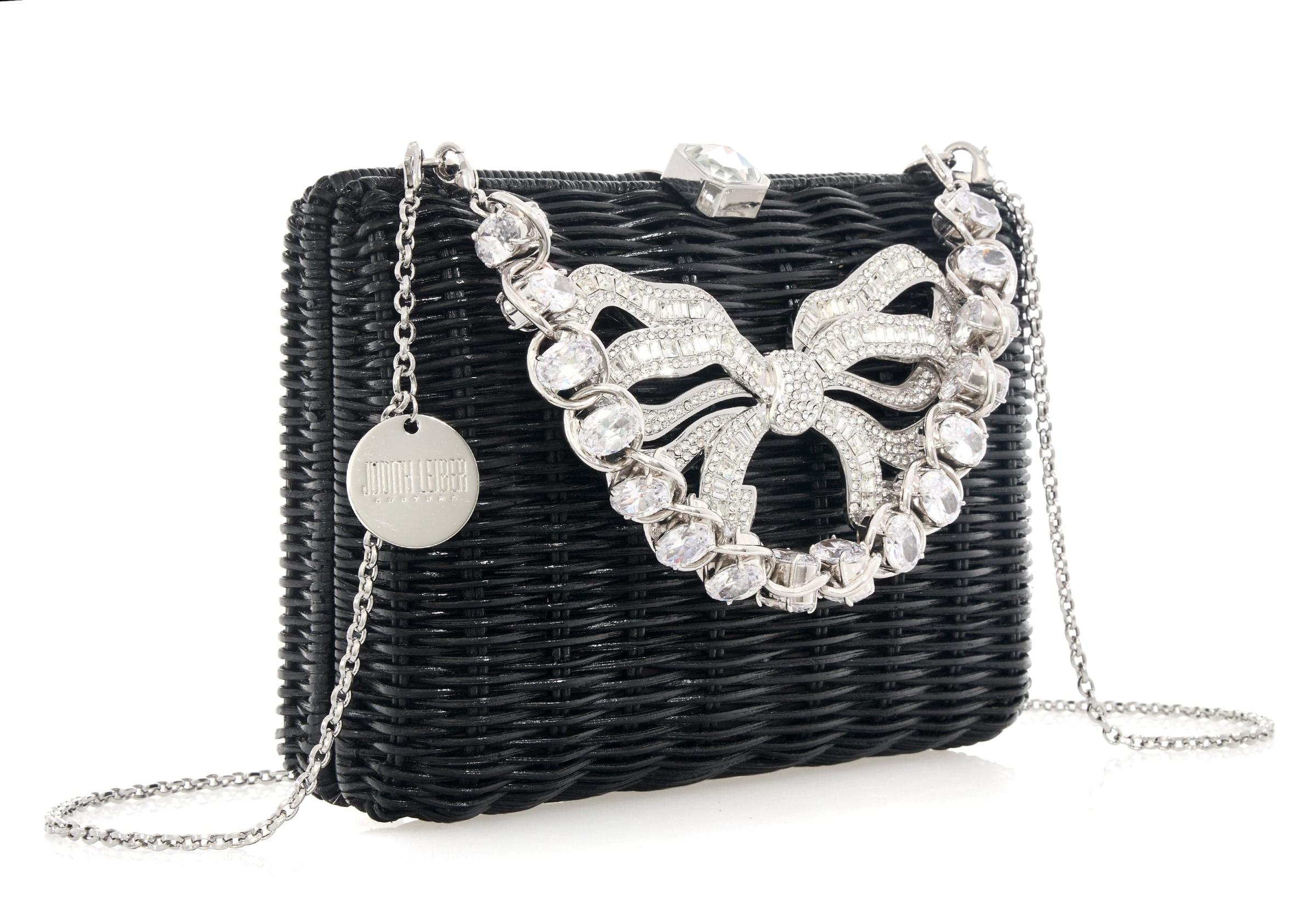 Hailey Wicker Basket Bow Black | Judith Leiber Hong Kong Couture Bags ...