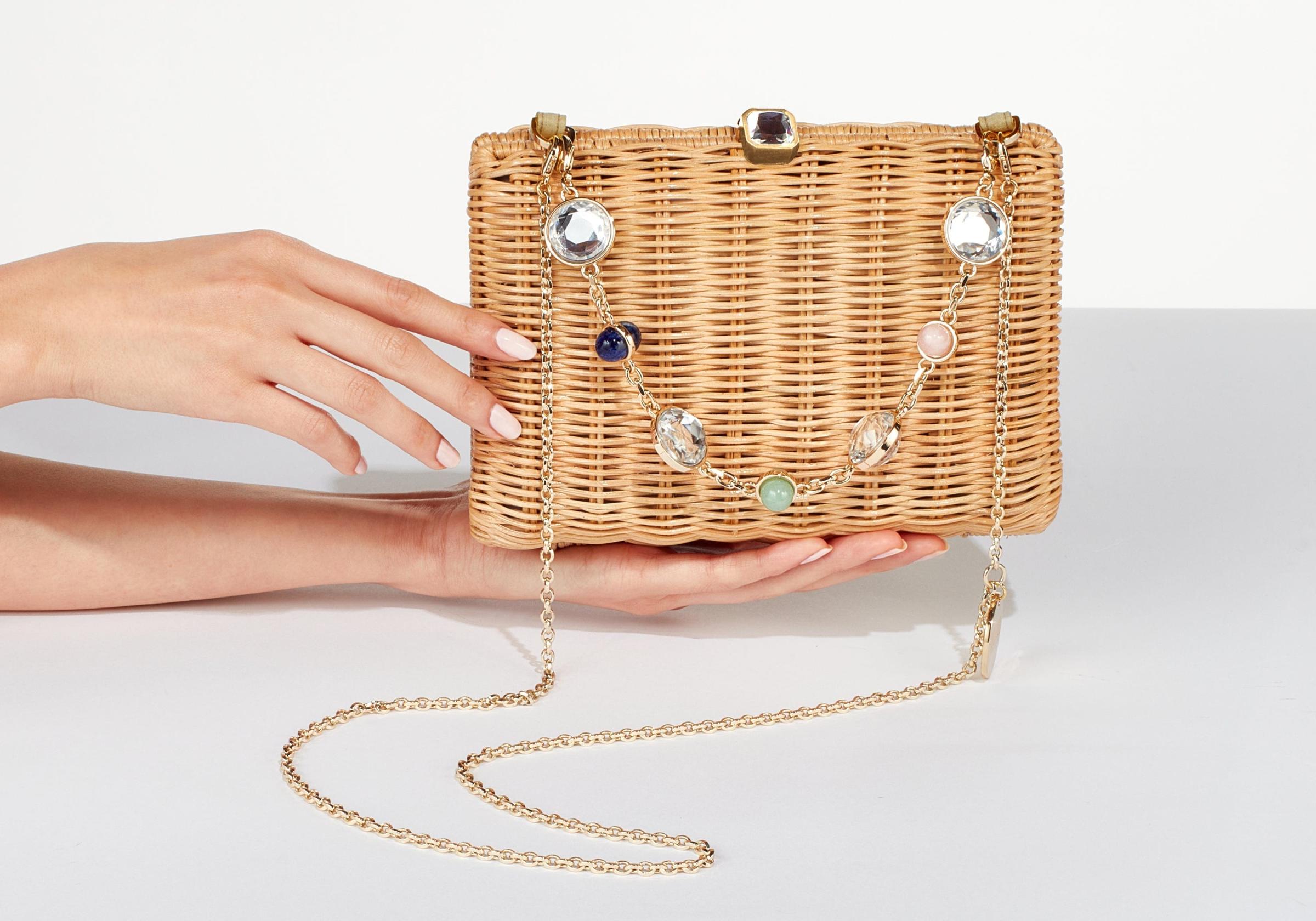 Hailey Wicker Basket Natural Stone | Judith Leiber Hong Kong Couture ...