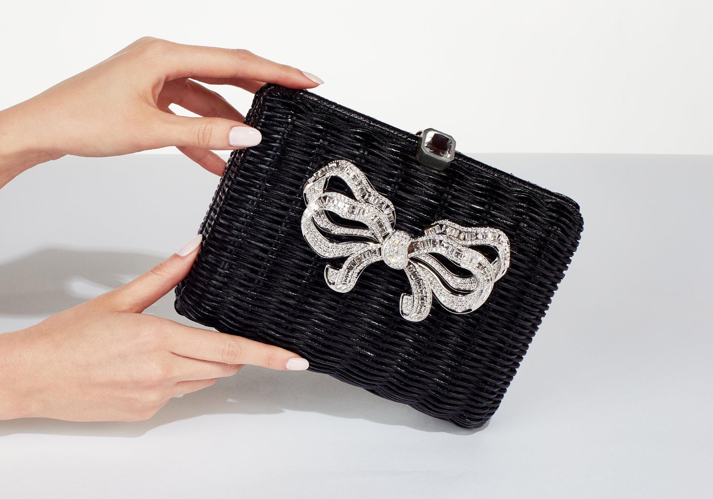 Hailey Wicker Basket Bow Black | Judith Leiber Hong Kong Couture Bags ...