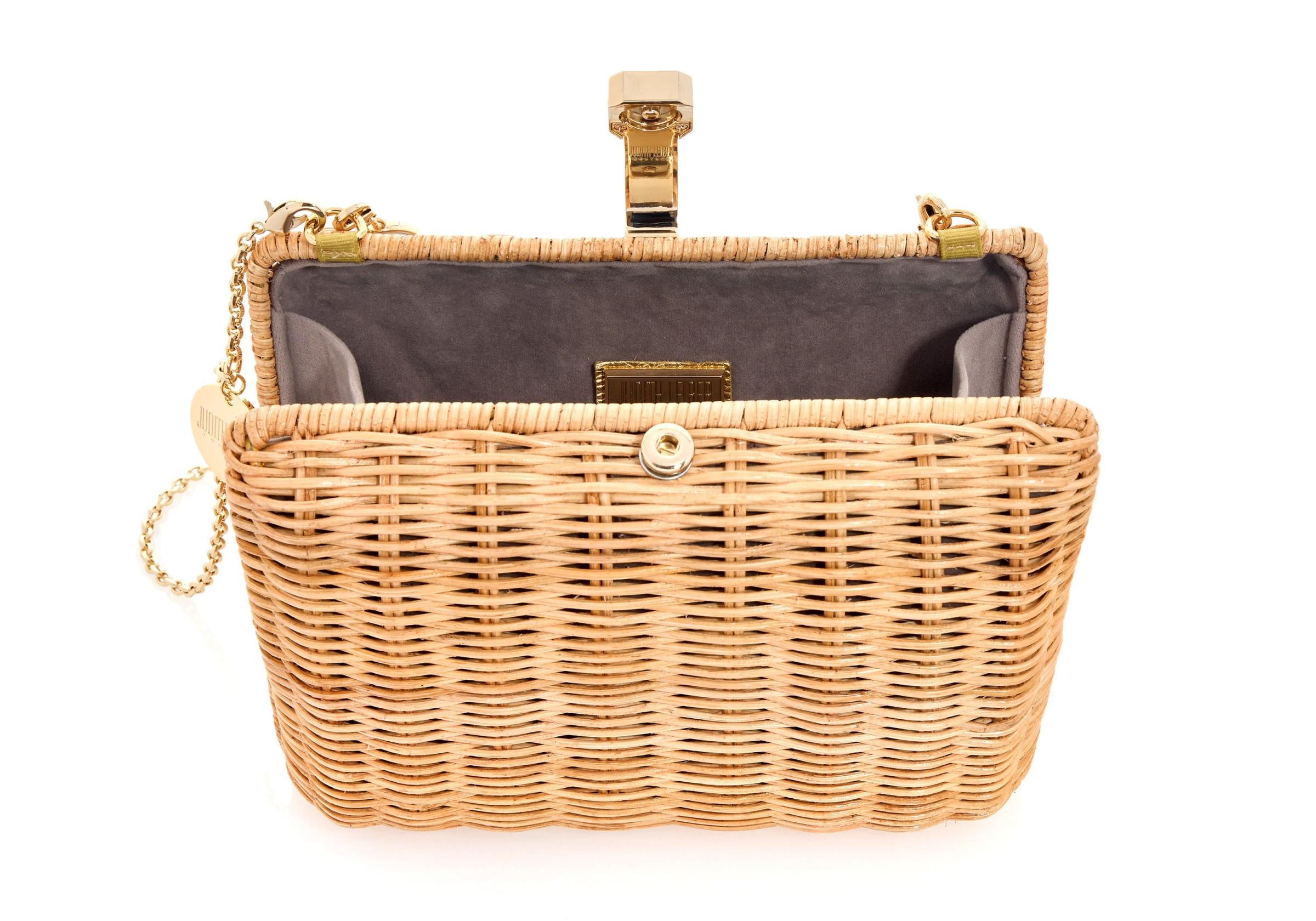 Hailey Wicker Basket Natural Stone | Judith Leiber Hong Kong Couture ...