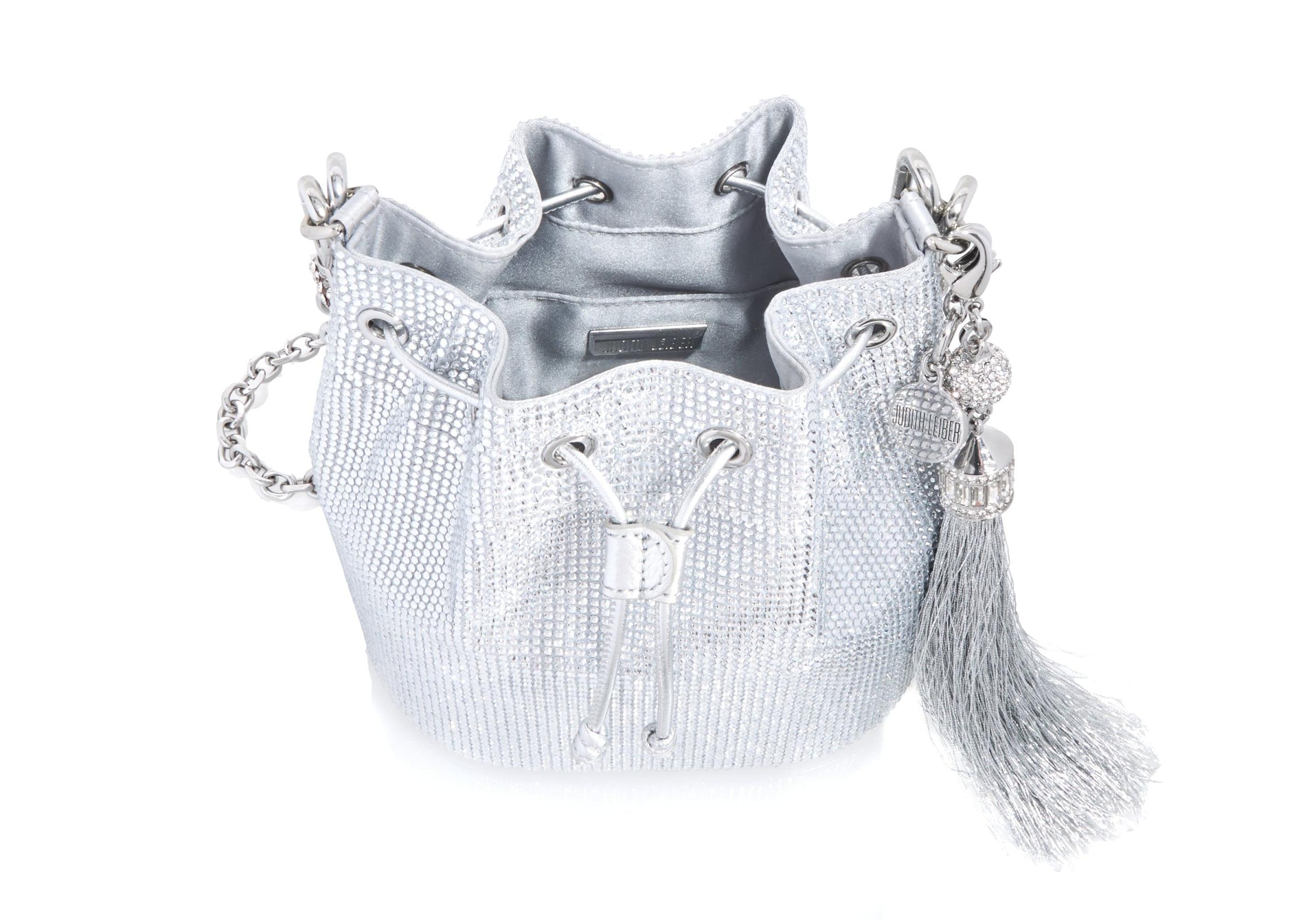 Piper Bucket Silver Drawstring Bag | Judith Leiber Japan Couture Bags ...