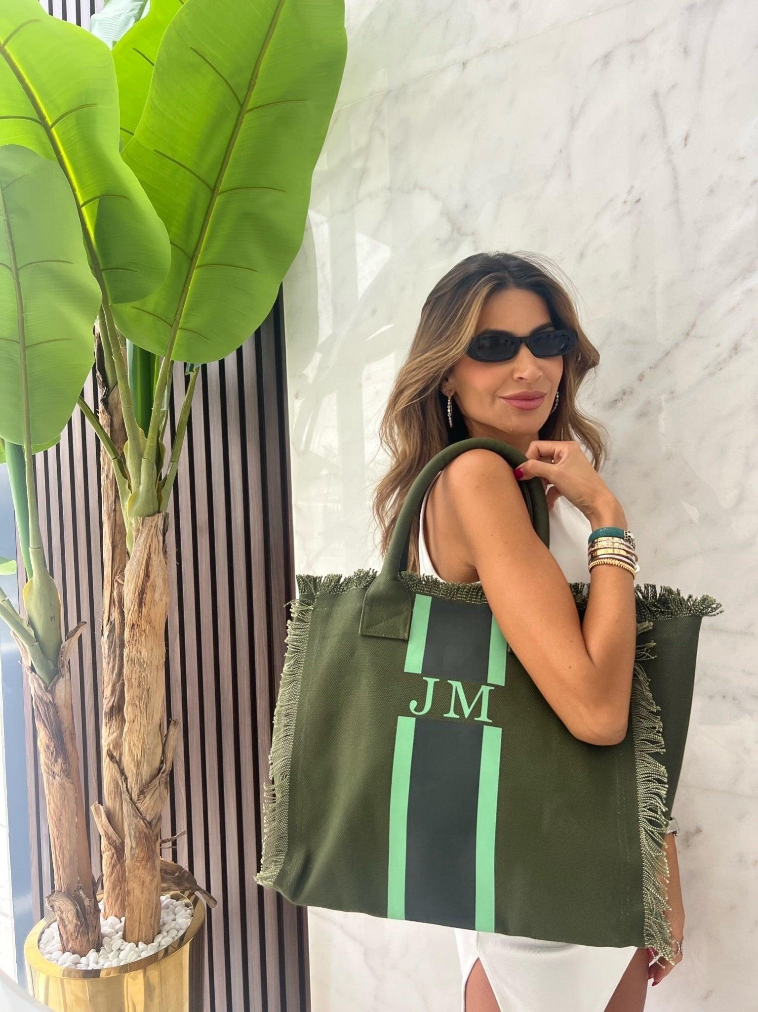 The Lily Fringe Tote - Army Green | Lily & Bean USA - Luxury ...