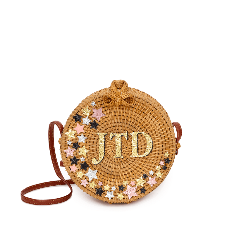Mabel Rattan Round Bag - Stars | Lily & Bean USA - Luxury Personalized ...