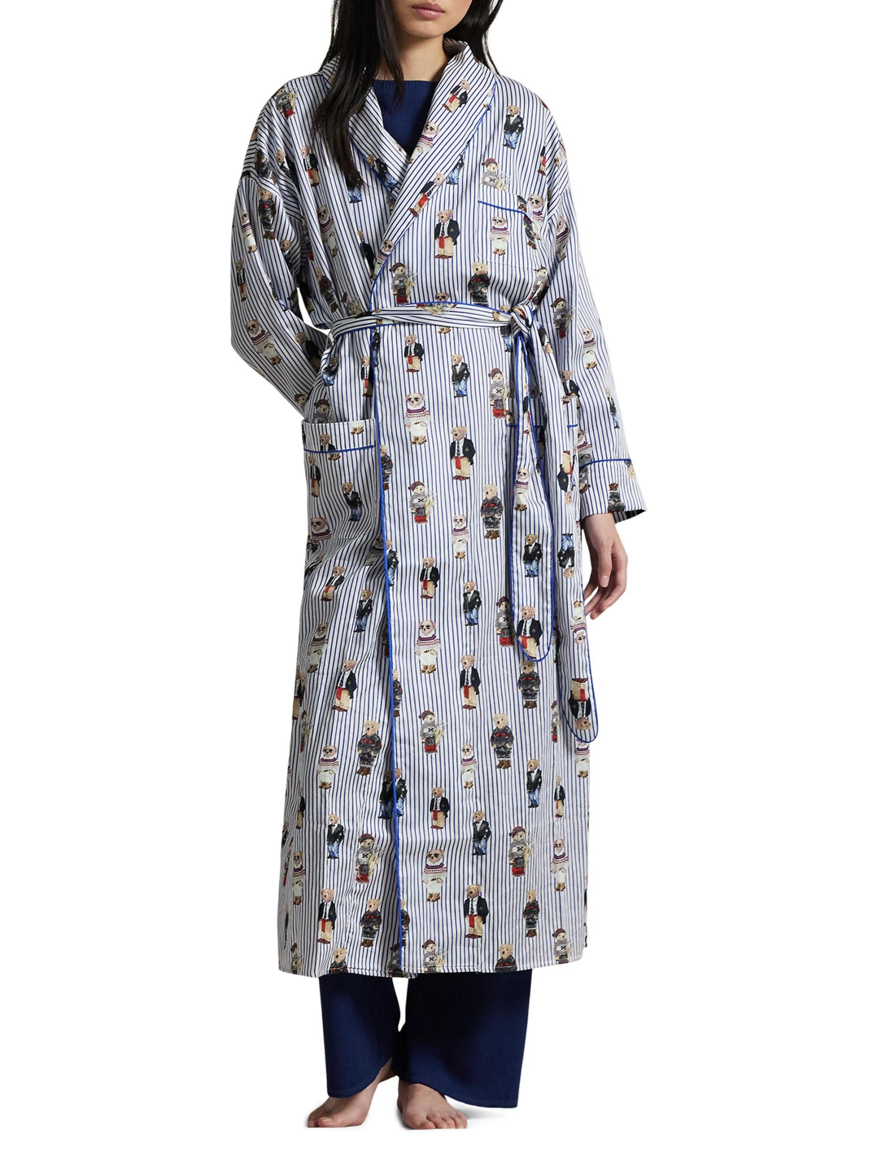 Shop Polo Ralph Lauren - Heritage Cotton Striped Polo Bear Robe