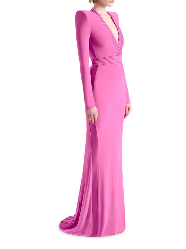 Shop ZHIVAGO - Battle Lines The Heiress V-Neck Gown | Saks Fifth Avenue ...