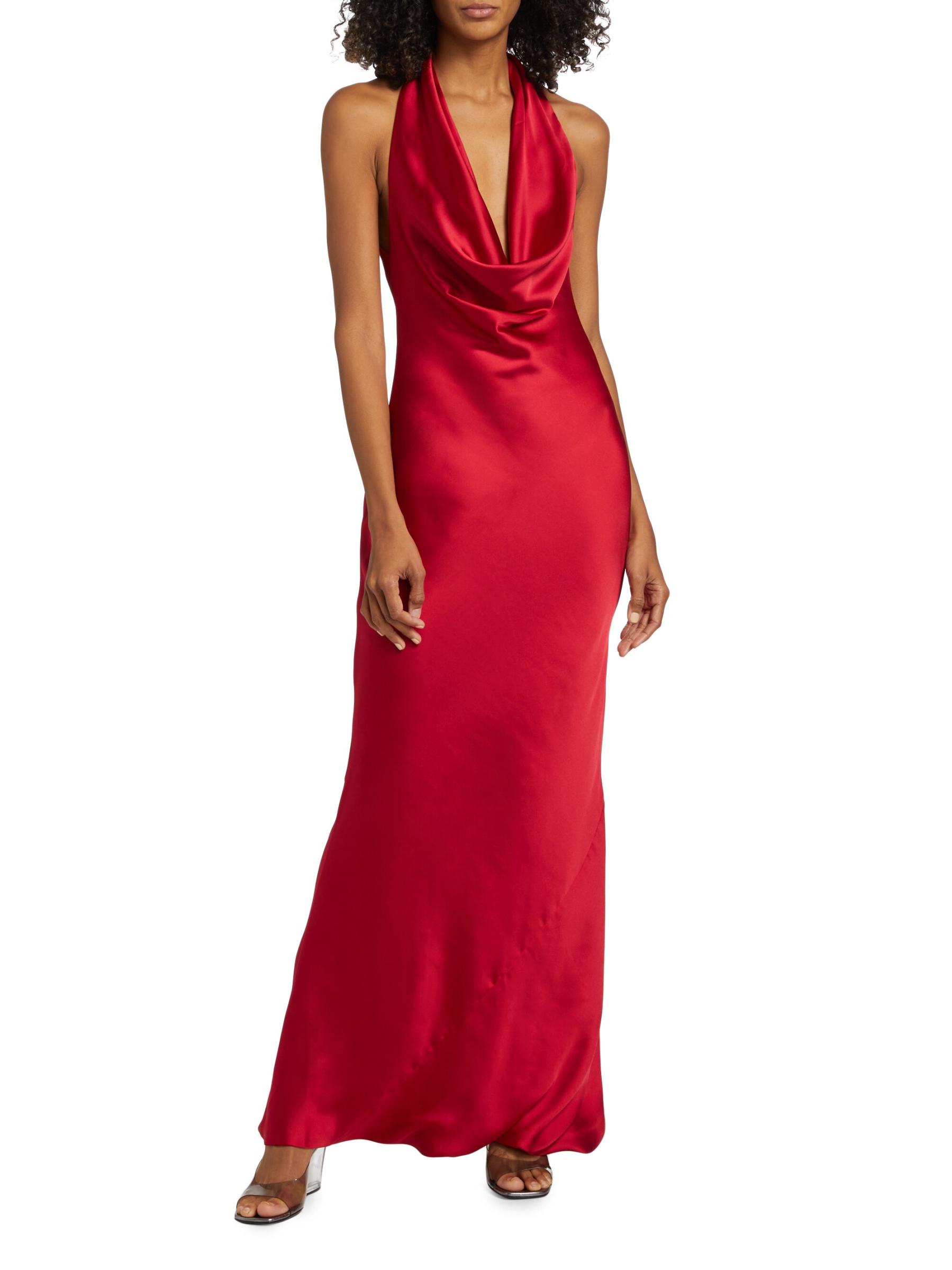 Shop Norma Kamali - Cowl-Neck Satin Gown | Saks Fifth Avenue United Kingdom