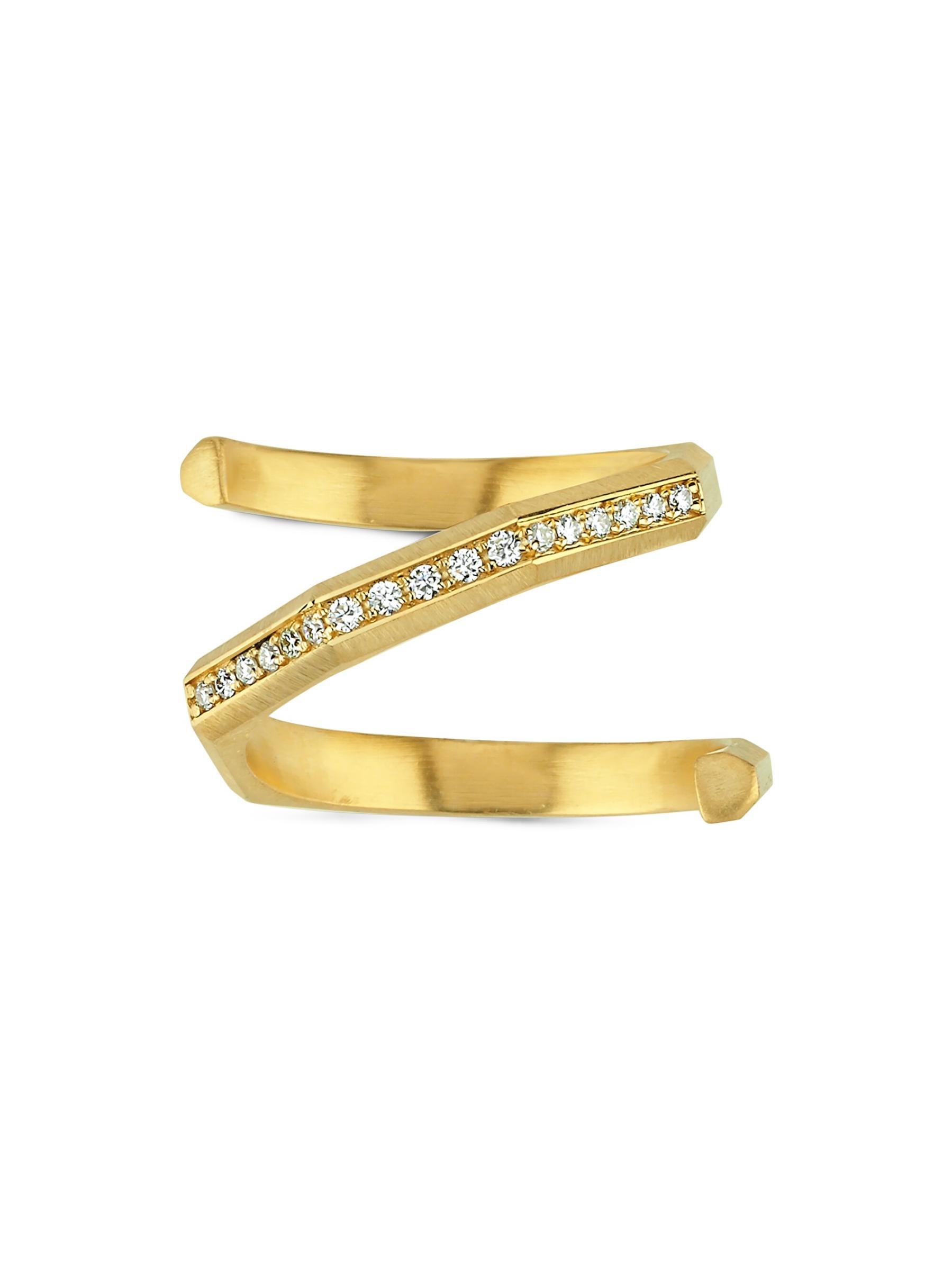 Shop Ascher - Luminescence 18K Gold & Diamond Brushed Hypnosis Ring | Saks Fifth Avenue Australia