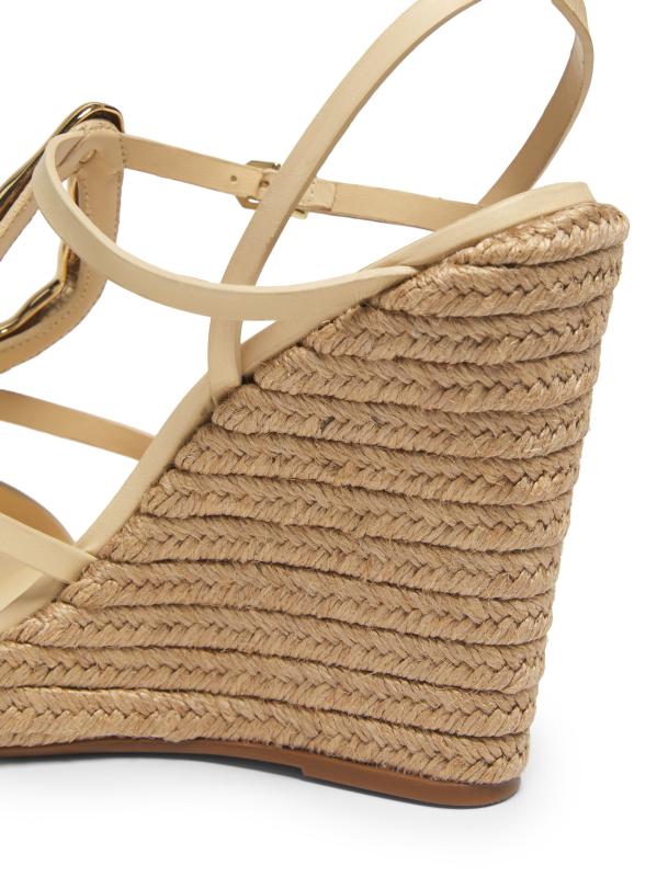 Shop Schutz - Amarilis Leather & Raffia Wedge Sandals | Saks Fifth ...