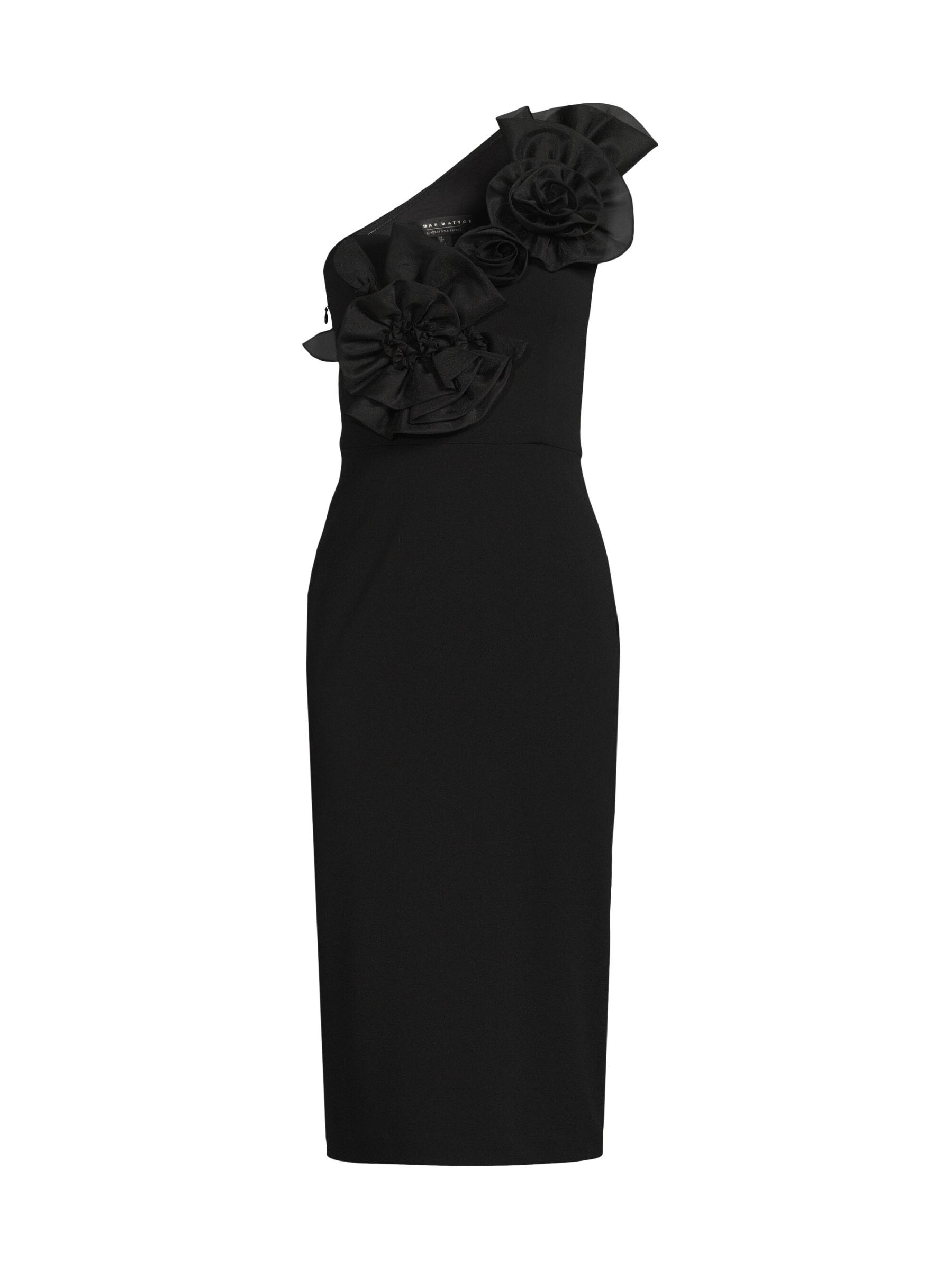 Shop Aidan Mattox - Crepe Floral-Appliqué One-Shoulder Midi-Dress ...