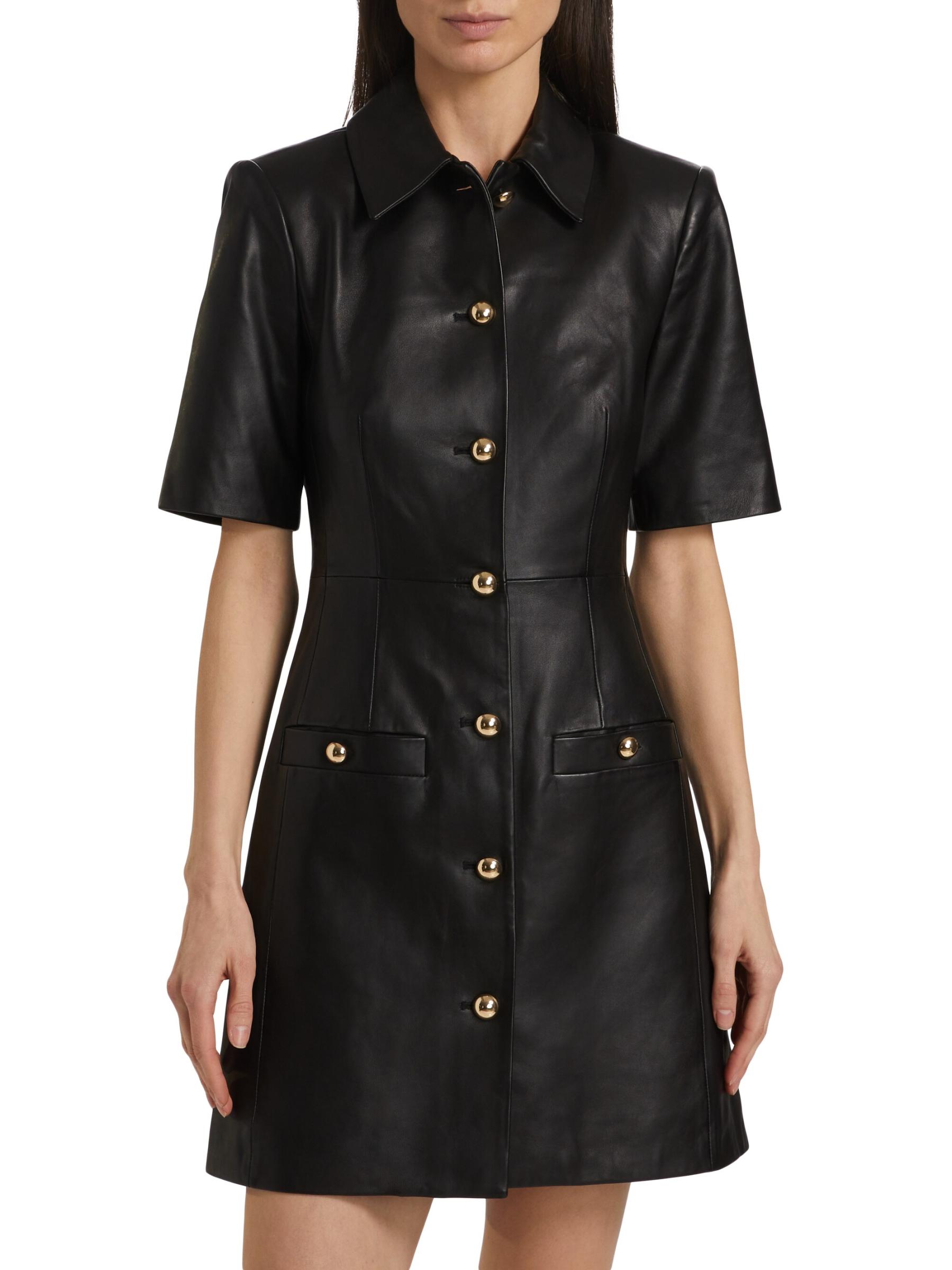 Shop Veronica Beard - Paige Leather Minidress | Saks Fifth Avenue Canada