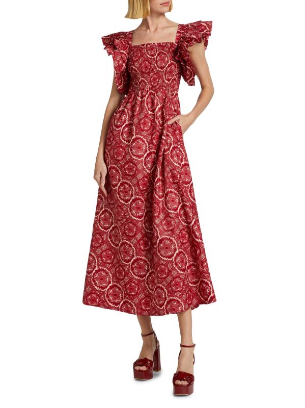 Shop Elisamama - Sola Abstract Smocked Cotton Midi-Dress | Saks Fifth ...