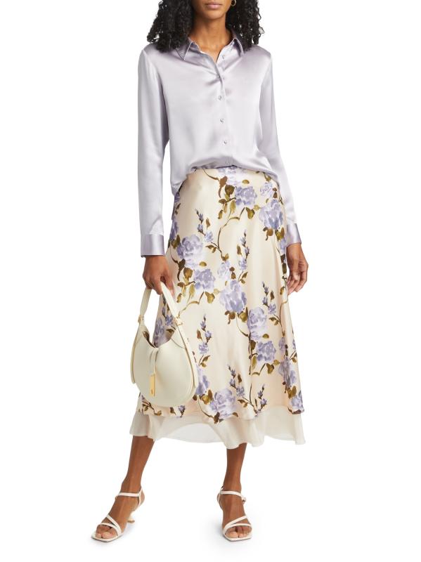 Shop Cami NYC - Genoa Silk Chiffon-Trimmed Midi-Skirt | Saks Fifth ...