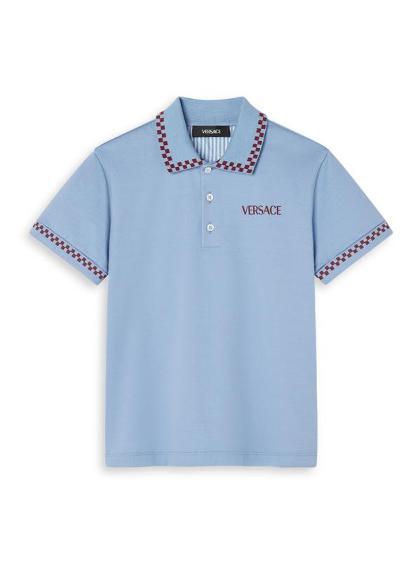 Shop Versace - Little Boy's & Boy's Logo Damier Piqué Polo Shirt | Saks ...