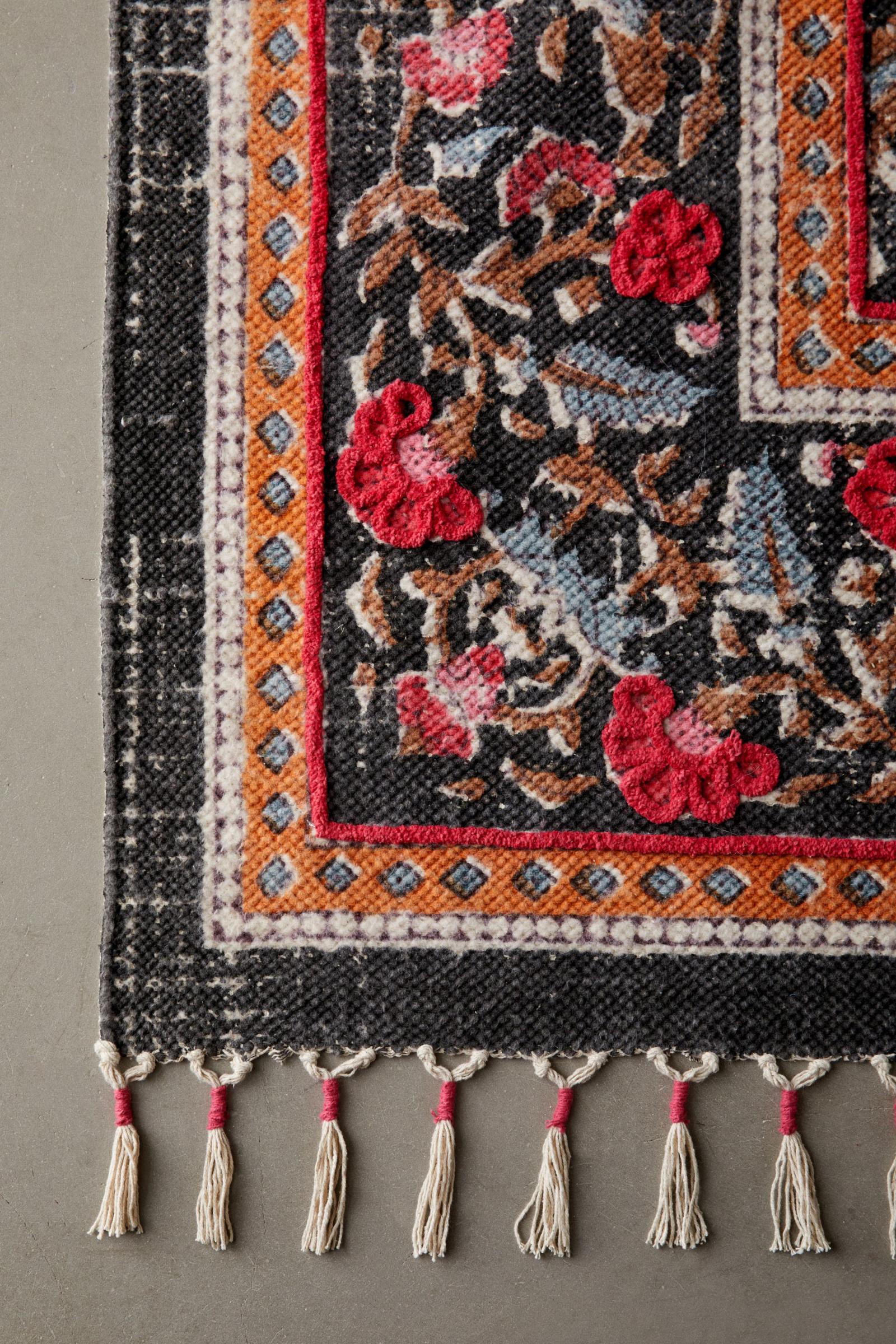 Julia Floral Brushed Embroidered Rug | Urban Outfitters Australia ...