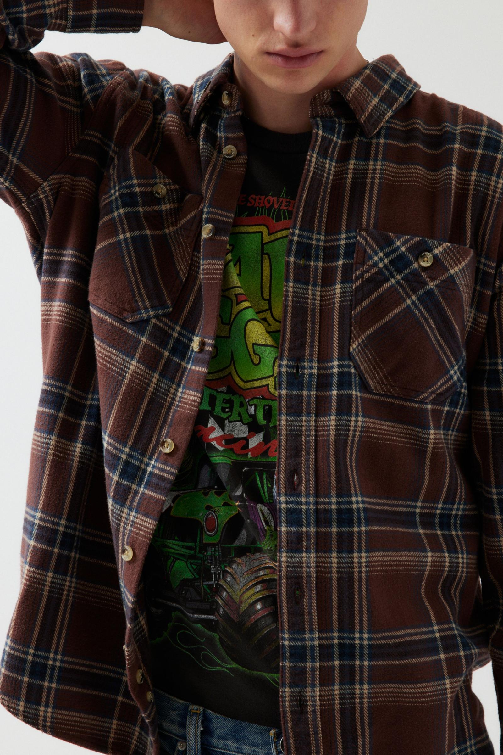 Loser Machine X MOONEYES Charlie Plaid Long Sleeve Button-Down Work ...