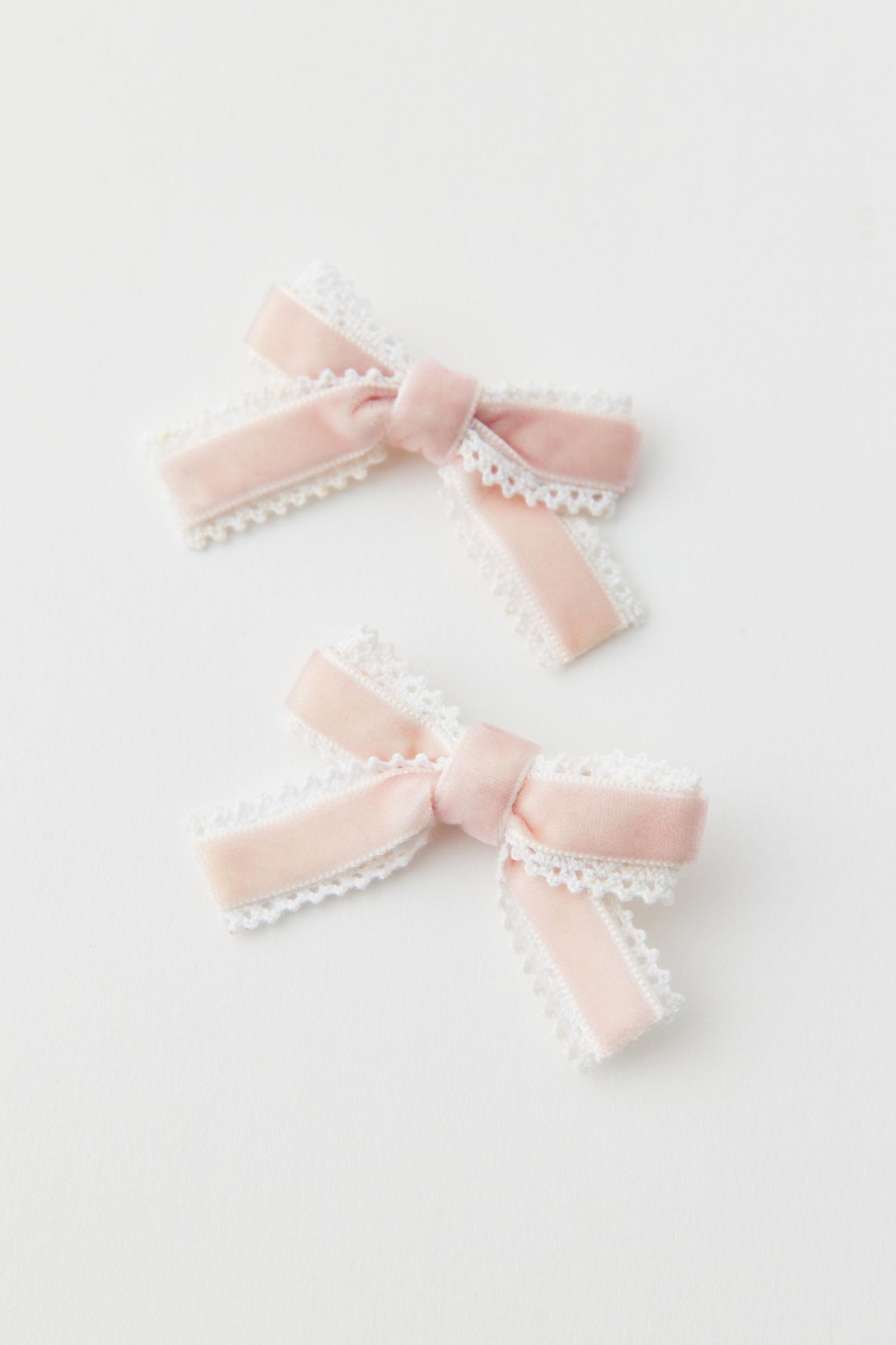Mini Velvet Lace Hair Bow Clip Set | Urban Outfitters Korea - Clothing ...