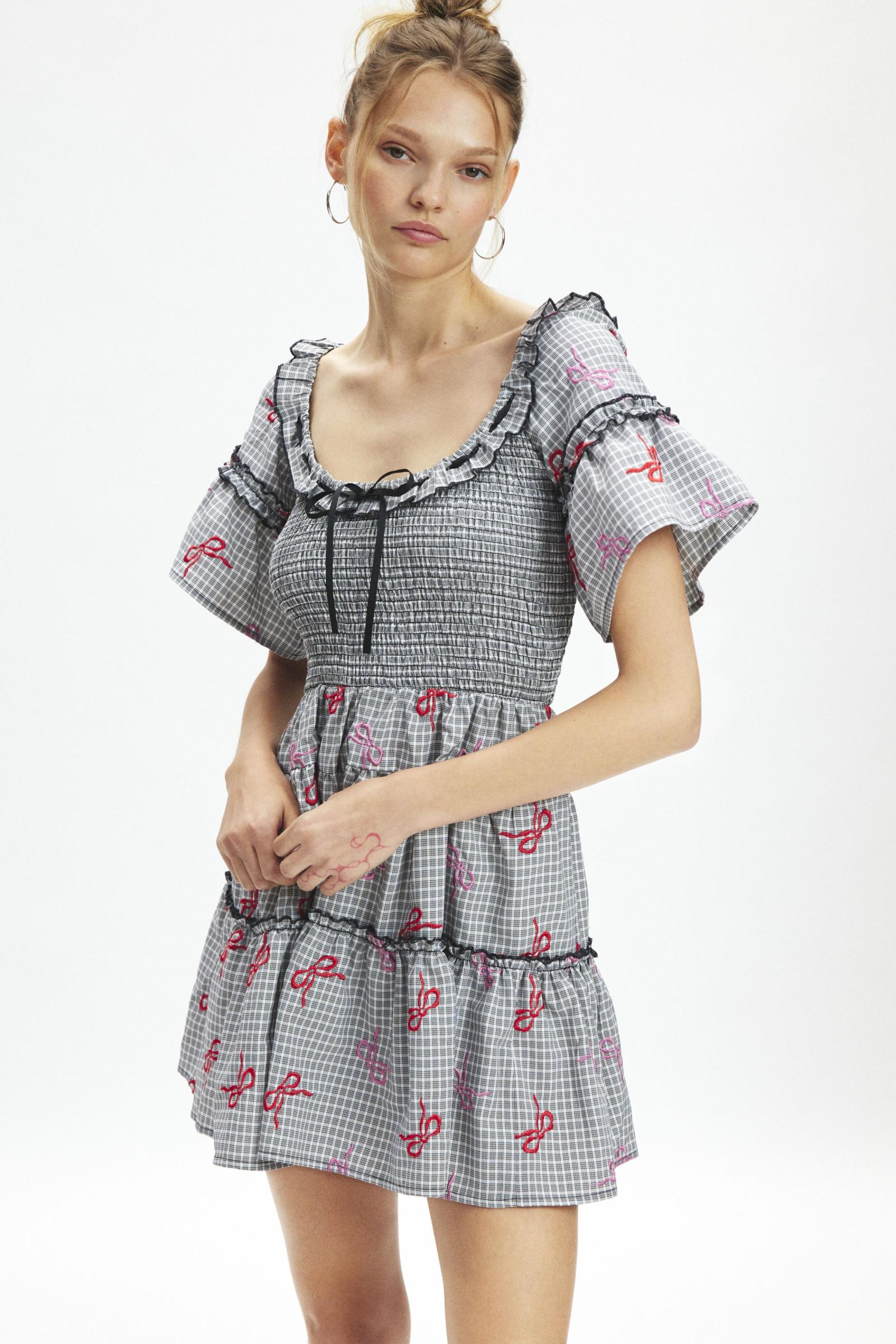 Kimchi Blue Juniper Embroidered Plaid Mini Dress | Urban Outfitters ...