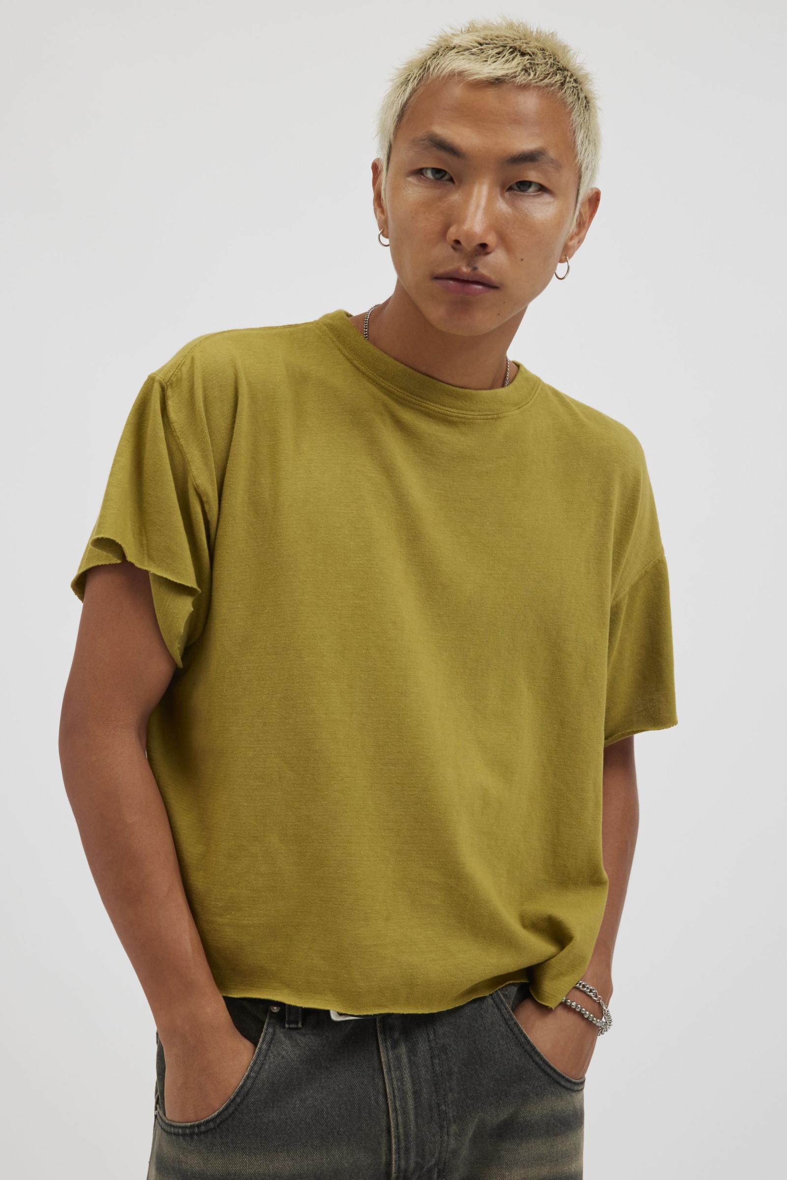Urban Renewal Remade Boxy Cropped Overdyed Raw Cut Tee | Urban ...