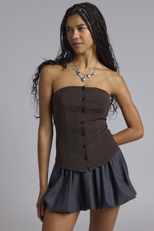 Urban Renewal Remnants Pinstripe Button Front Tube Top | Urban ...