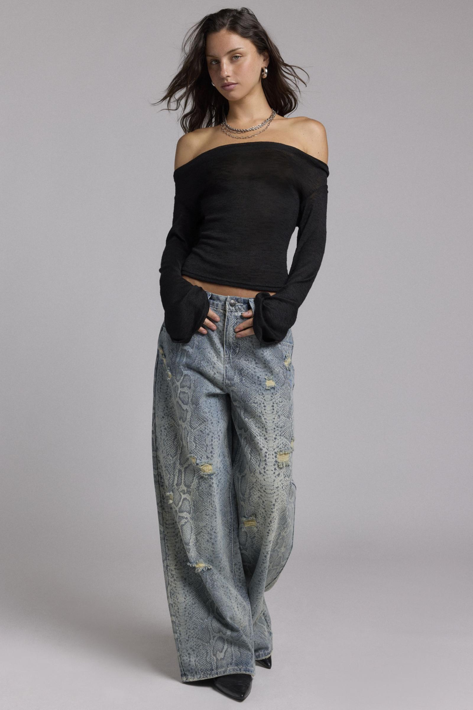The Ragged Priest Scale Snakeskin Print Slim Sweeper Jean | Urban ...