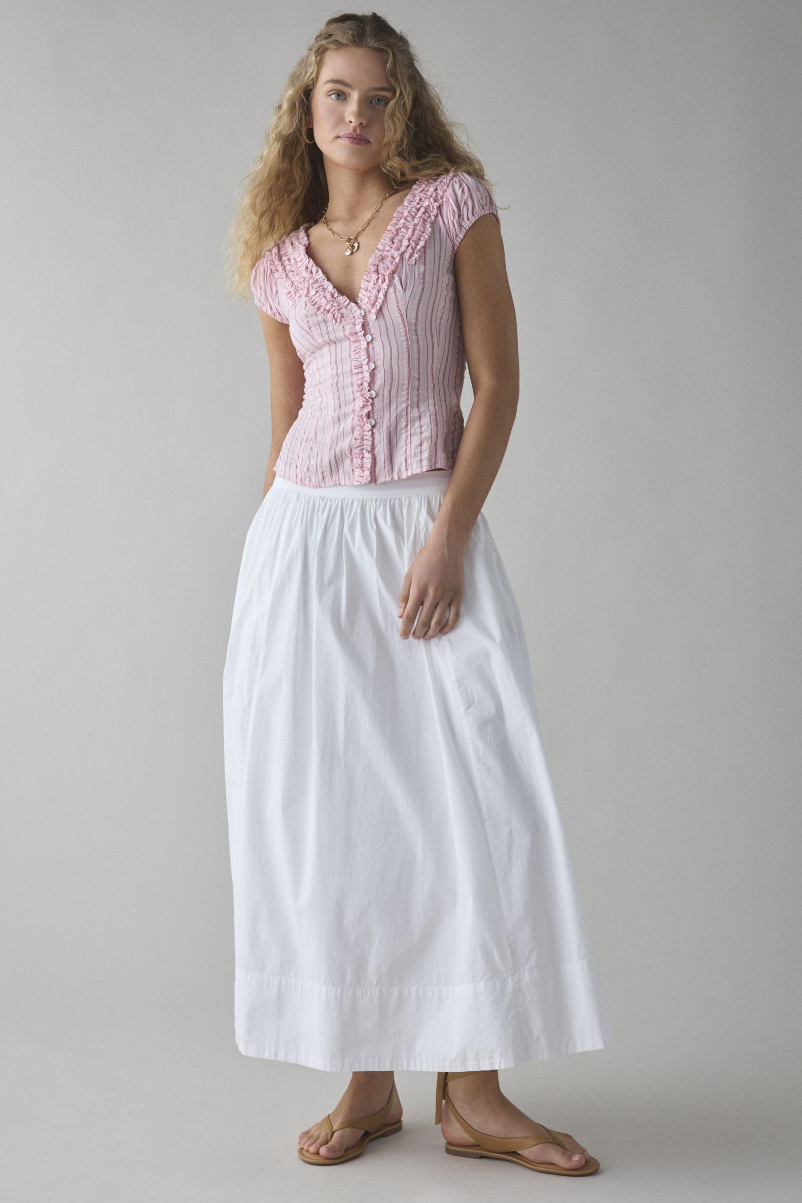 Kimchi Blue Ria Ruffle Cotton Gauze Button-Front Blouse | Urban ...