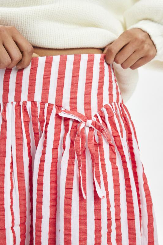 Neon Rose Ruby Striped Cotton Drop Waist Midi Skirt | Urban Outfitters ...