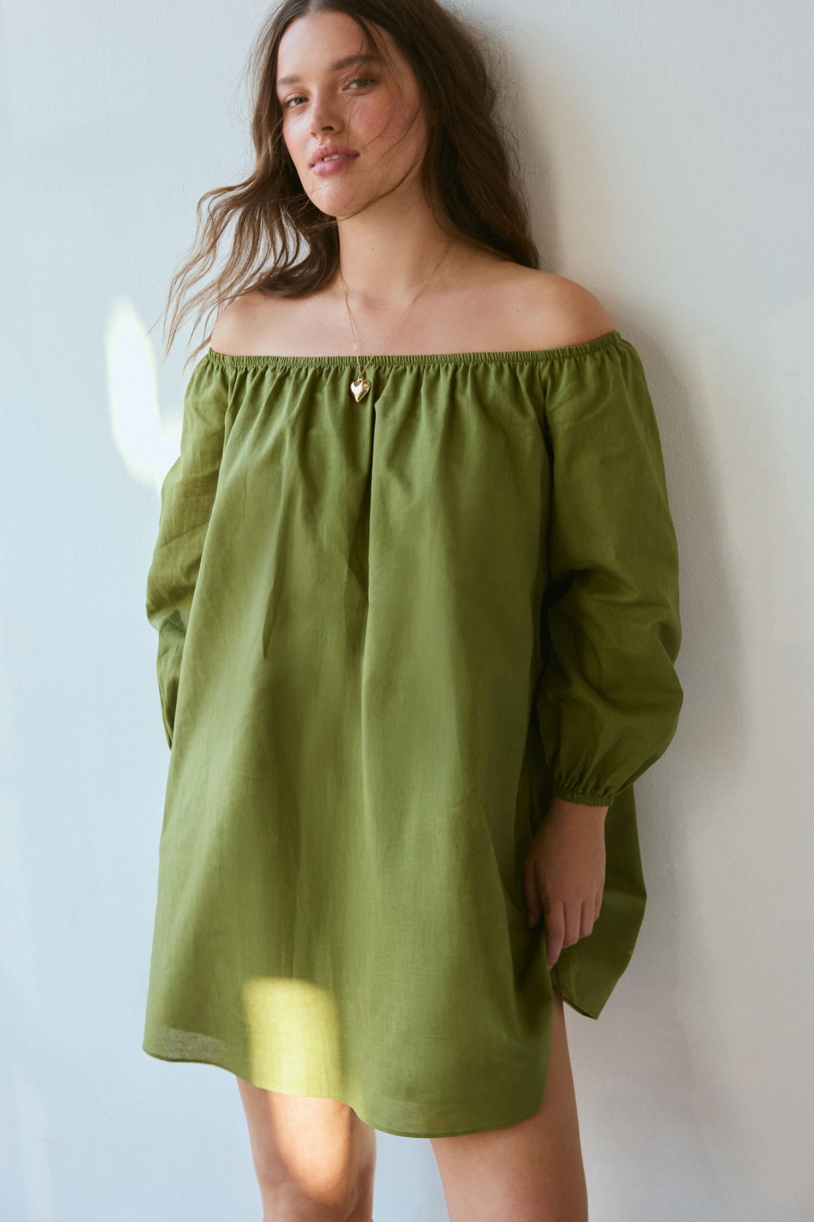 Glamorous Off-The-Shoulder Long Sleeve Shift Mini Dress | Urban ...