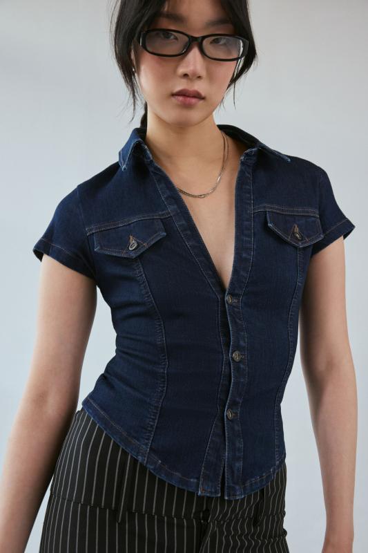 BDG Polly Slim Short Sleeve Snap-Button Shirt | Urban Outfitters Japan ...