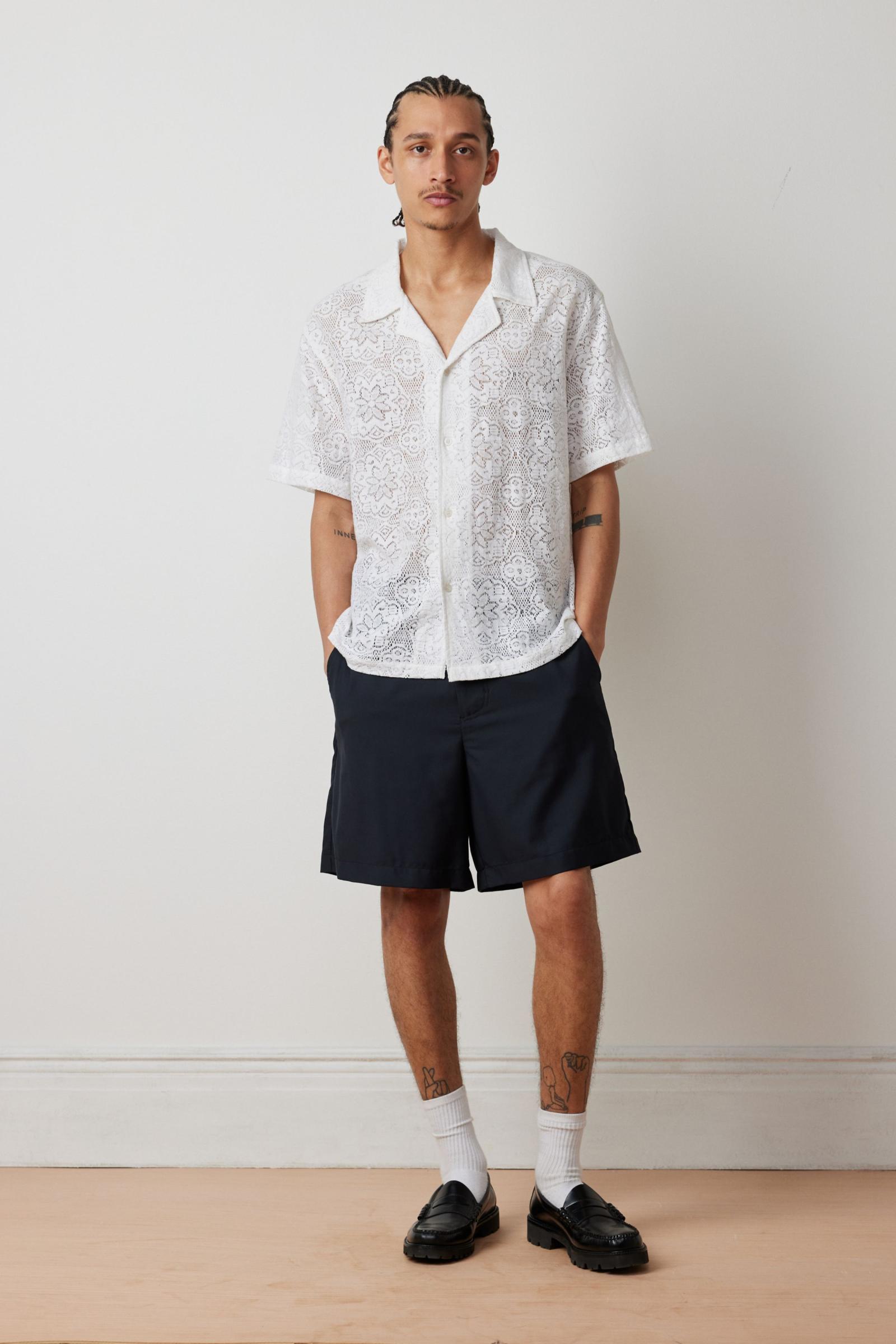 Raga Man Chetan Lace Short Sleeve Button-Down Shirt | Urban Outfitters ...