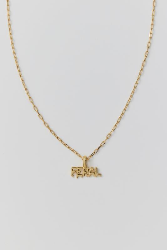 '90s Feral Nameplate 14K Gold-Plated Necklace | Urban Outfitters Korea ...