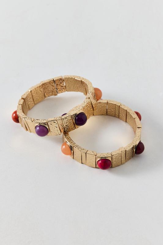 Stone Inset Chunky Tile Beaded Stretch Bracelet Set | Urban Outfitters Korea - Clothing, Music ...