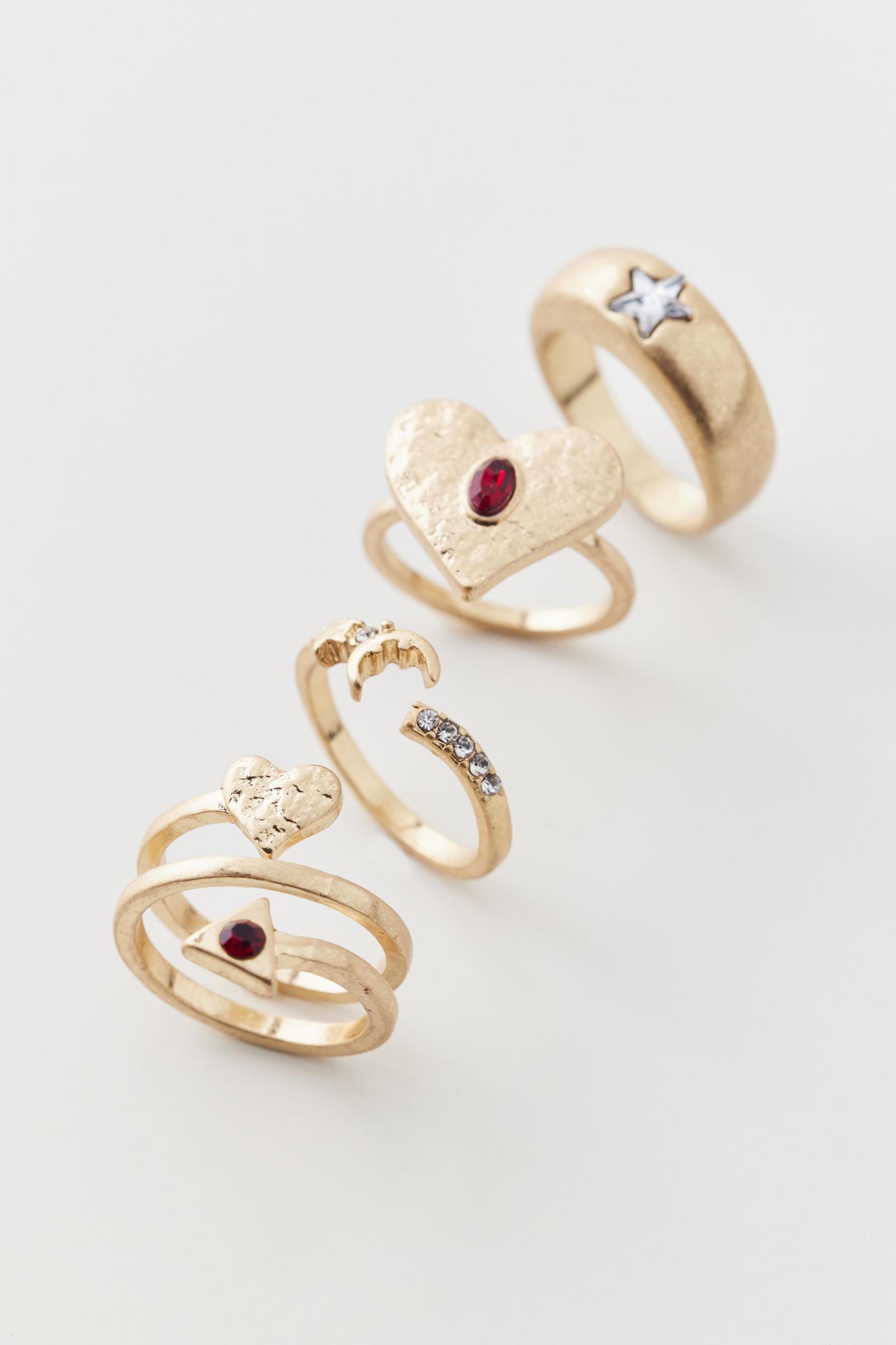 Rhea Red Rhinestone Ring Set | Urban Outfitters Japan - Clothing, Music ...