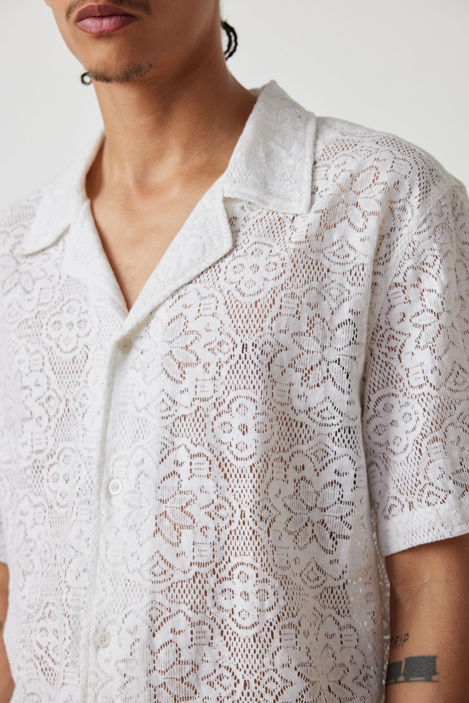 Raga Man Chetan Lace Short Sleeve Button-Down Shirt | Urban Outfitters ...