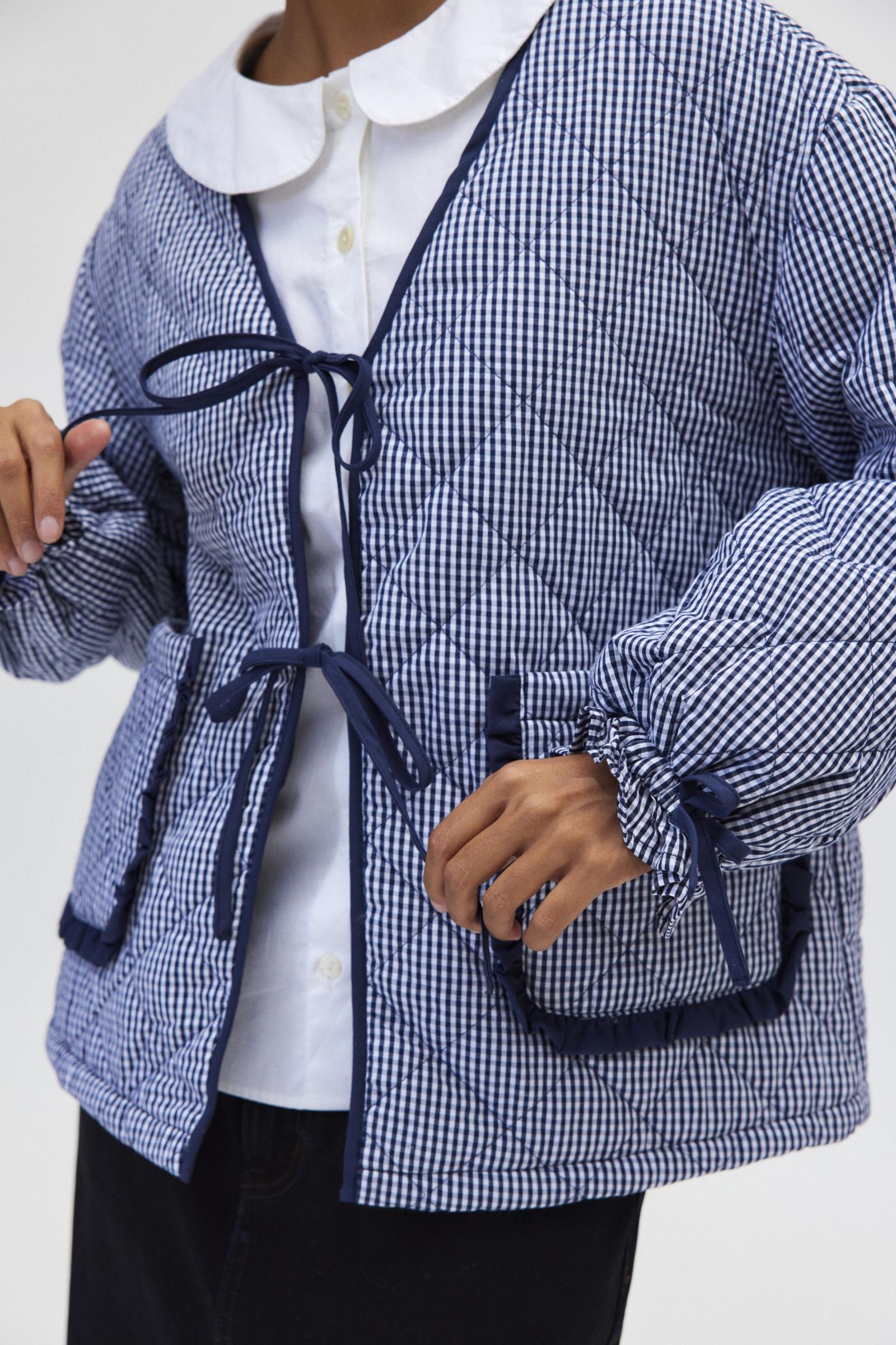 Neon Rose Blue Gingham Tie-Front Quilted Jacket | Urban Outfitters Japan - Clothing, Music, Home ...