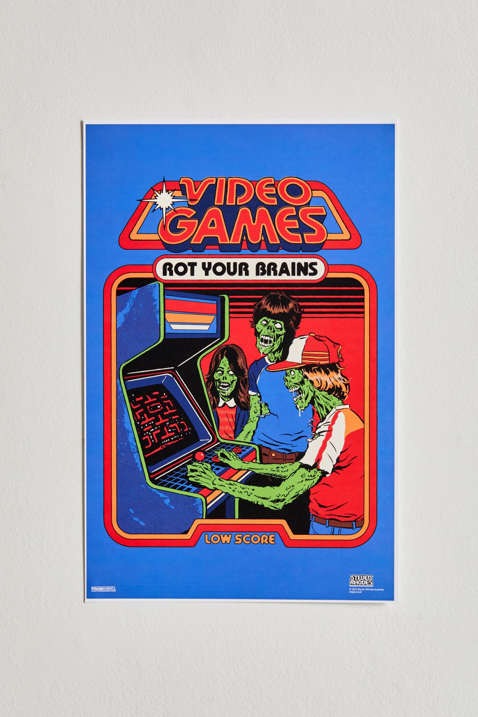 Steven Rhodes Video Games Rot Your Brain Poster | Urban Outfitters ...